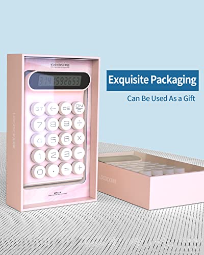 Mechanical Switch Calculator,Pink Cute Calculator,10 Digit Large LCD Display Desktop Calculator Large and Sensitive Button Financial Calculator for Office,Home and School (Pink)