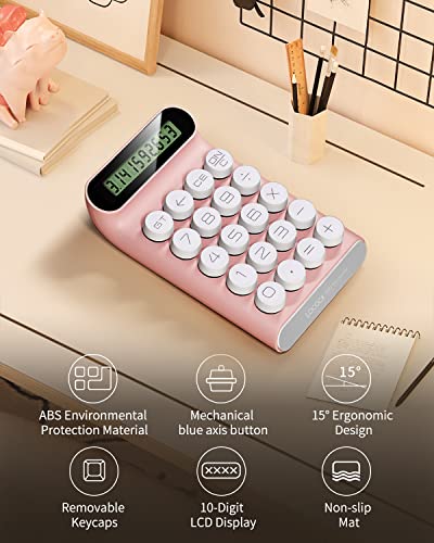 Mechanical Switch Calculator,Pink Cute Calculator,10 Digit Large LCD Display Desktop Calculator Large and Sensitive Button Financial Calculator for Office,Home and School (Pink)