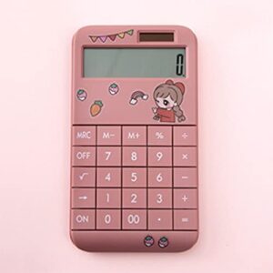 mjwdp cute cartoon calculator fashion student portable calculator small solar financial cashier girl 12-bit (color : a, size