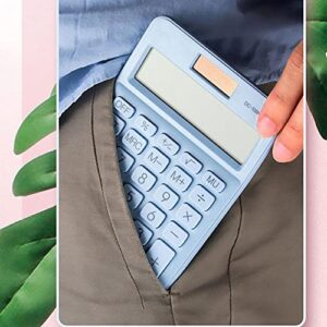 MJWDP 12 Digit Desk Solar Calculator Large Buttons Financial Business Accounting Tool Big Buttons Avocado Green for School Student (Color : A)