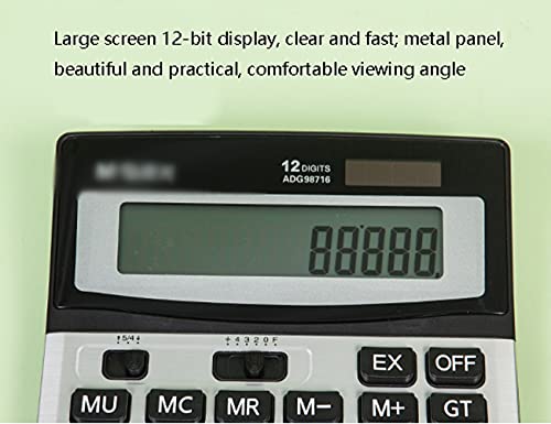 Dual Power Scientific Calculator, Metal Panel 12-Digit Large-Screen Calculator, Suitable for Student Financial Accounting Calculators