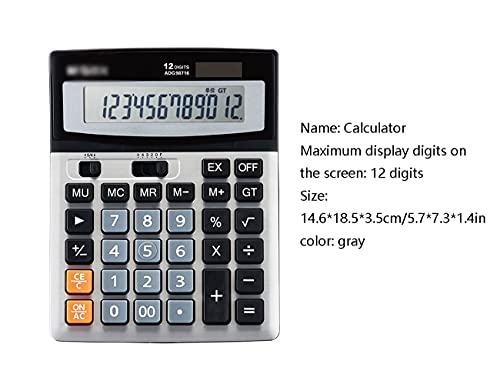 Dual Power Scientific Calculator, Metal Panel 12-Digit Large-Screen Calculator, Suitable for Student Financial Accounting Calculators