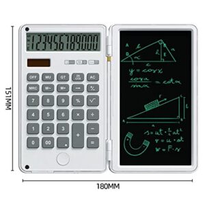 CUJUX Calculator and Writing Pad 12-Digit Large LCD Display Desk Calculators with Repeated Writing Tablet for Basic Financial Office (Color : White)