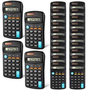 24 pieces basic calculators for students small calculators pocket size mini calculators dual powered handheld calculator 8 digit display desktop calculators for school desktop home kids office, black