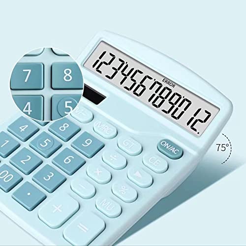 Upgraded Basic Standard Calculator 12-Bit Desktop Calculator with Large LCD Display and Sensitive Buttons for Office, School, Home and Business Use (Blue Calculator)