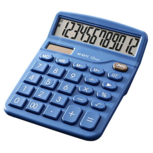 Reheyre Desktop Calculator 12 Digits Dual Power Supply Calculator Financial Tool Sensitive Button Blue