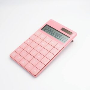 MJWDP 12 Digit Desktop Calculator Large Big Buttons Financial Business Accounting Tool Battery and Solar Power with Stand