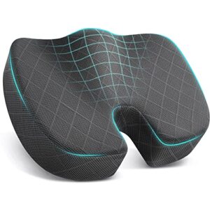 tushguard seat cushion, office chair cushions, car seat cushion, non-slip sciatica & back coccyx tailbone pain relief chair pad, memory foam butt pillow for computer desk, wheelchair, driving (grey)