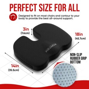 FORTEM Chair Cushion, Seat Cushion for Office Chair, Lumbar Support Pillow for Chair, Car Seat Cushion, Back Support Memory Foam Pillow Washable Cover (Black, Mesh)