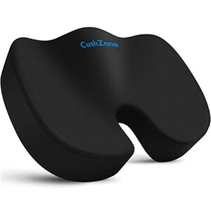 cushzone seat cushion office chair cushions, car seat cushion, memory foam coccyx cushion for tailbone pain office chair car seat cushion, sciatica, coccyx, lower back pain relief (black)