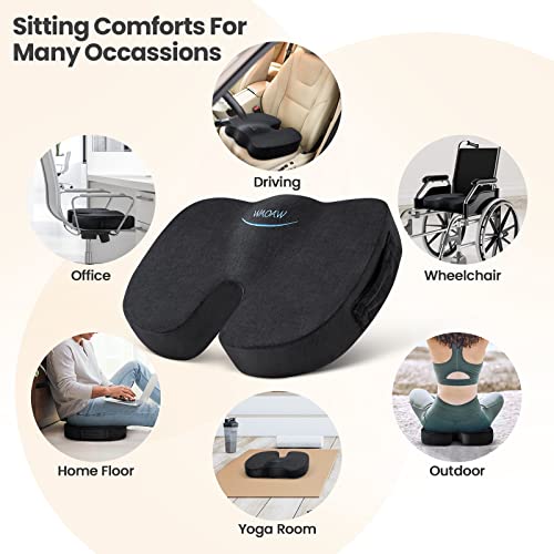 WAOAW Seat Cushion, Office Chair Cushions Butt Pillow for Long Sitting, Memory Foam Chair Pad for Back, Coccyx, Tailbone Pain Relief