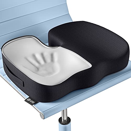 Seat Cushion Pillow for Office Chair - Memory Foam Firm Coccyx Pad - Tailbone, Sciatica, Lower Back Pain Relief - Lifting Cushion for Car, Wheelchair, School Chair, Computer and Desk Chair