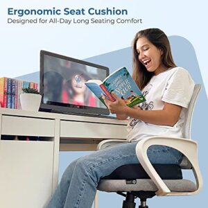 Seat Cushion Pillow for Office Chair - Memory Foam Firm Coccyx Pad - Tailbone, Sciatica, Lower Back Pain Relief - Lifting Cushion for Car, Wheelchair, School Chair, Computer and Desk Chair