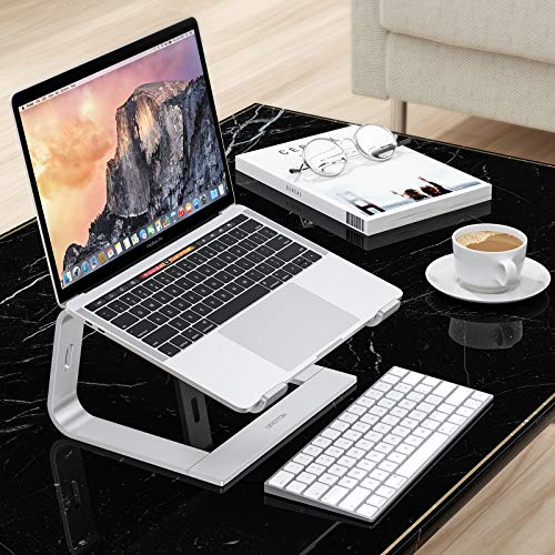 OMOTON Laptop Stand, Detachable Laptop Mount, Aluminum Laptop Holder Stand for Desk, Compatible with MacBook Air/Pro, Dell, HP, Lenovo and All Laptops (11-16 inch), Silver