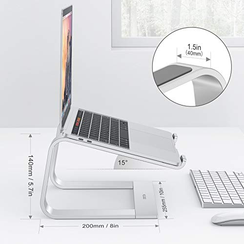 OMOTON Laptop Stand, Detachable Laptop Mount, Aluminum Laptop Holder Stand for Desk, Compatible with MacBook Air/Pro, Dell, HP, Lenovo and All Laptops (11-16 inch), Silver