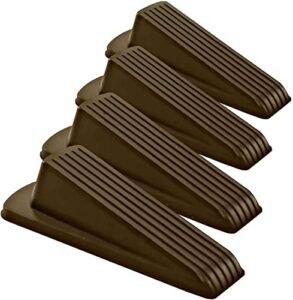 rubber door stoppers for bottom of door – security wedge door stops for concrete, tile and carpet floors – heavy duty (4 pack, brown)