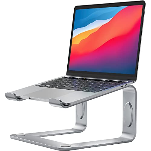 LORYERGO Laptop Stand, Ergonomic Laptop Riser Laptop Stand for Desk, Notebook Computer Stand Holder Compatible with Most 10-15.6” Laptops, Silver