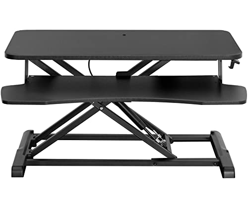 VIVO 32 inch Desk Converter, Height Adjustable Riser, Sit to Stand Dual Monitor and Laptop Workstation with Wide Keyboard Tray, Black, DESK-V000K, 32"