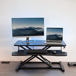 VIVO 32 inch Desk Converter, Height Adjustable Riser, Sit to Stand Dual Monitor and Laptop Workstation with Wide Keyboard Tray, Black, DESK-V000K, 32"