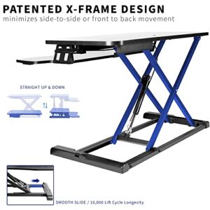 VIVO 32 inch Desk Converter, Height Adjustable Riser, Sit to Stand Dual Monitor and Laptop Workstation with Wide Keyboard Tray, Black, DESK-V000K, 32"