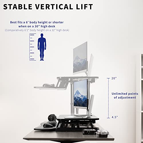 VIVO 32 inch Desk Converter, Height Adjustable Riser, Sit to Stand Dual Monitor and Laptop Workstation with Wide Keyboard Tray, Black, DESK-V000K, 32"