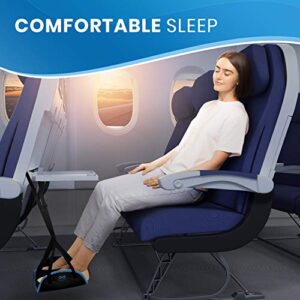 Everlasting Comfort Airplane Footrest - Ergonomic Adjustable Foot and Heel Hammock - Memory Foam Portable Air Plane Flying Travel Foot Rest - Long Airplane Flight Accessories for Feet (Black)