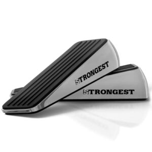 strongest door stopper, heavy duty door stop wedge made of premium quality zinc and rubber suits any door, any floor. set of 2 plus bonus self adhesive wall protectors