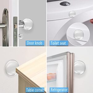 Xfenvs Door Knob Wall Shield, 6PCS Transparent Round Soft Rubber Wall Protector Self Adhesive Door Handle Bumper (Small Round 1.57 Inch 6PCS, Clear)