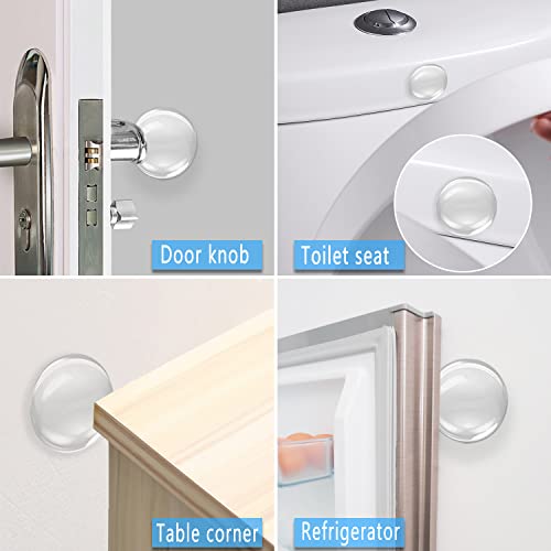 Xfenvs Door Knob Wall Shield, 6PCS Transparent Round Soft Rubber Wall Protector Self Adhesive Door Handle Bumper (Small Round 1.57 Inch 6PCS, Clear)