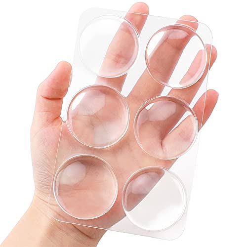 Xfenvs Door Knob Wall Shield, 6PCS Transparent Round Soft Rubber Wall Protector Self Adhesive Door Handle Bumper (Small Round 1.57 Inch 6PCS, Clear)