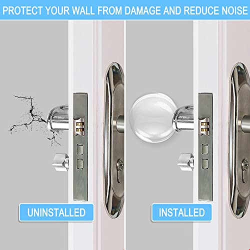 Xfenvs Door Knob Wall Shield, 6PCS Transparent Round Soft Rubber Wall Protector Self Adhesive Door Handle Bumper (Small Round 1.57 Inch 6PCS, Clear)