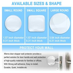 Xfenvs Door Knob Wall Shield, 6PCS Transparent Round Soft Rubber Wall Protector Self Adhesive Door Handle Bumper (Small Round 1.57 Inch 6PCS, Clear)