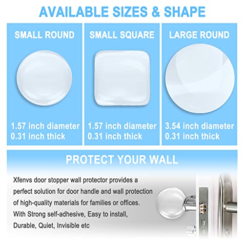 Xfenvs Door Knob Wall Shield, 6PCS Transparent Round Soft Rubber Wall Protector Self Adhesive Door Handle Bumper (Small Round 1.57 Inch 6PCS, Clear)