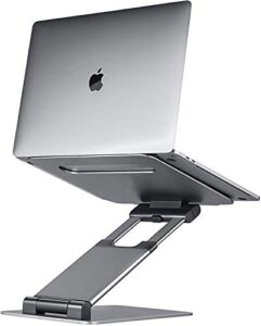 ergonomic laptop stand for desk, adjustable height up to 20″, laptop riser computer stand for laptop, portable laptop stands, fits all macbook, laptops 10 15 17 inches, pulpit laptop holder desk stand