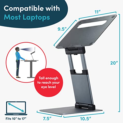 Ergonomic Laptop Stand For Desk, Adjustable Height Up To 20", Laptop Riser Computer Stand For Laptop, Portable Laptop Stands, Fits All MacBook, Laptops 10 15 17 Inches, Pulpit Laptop Holder Desk Stand