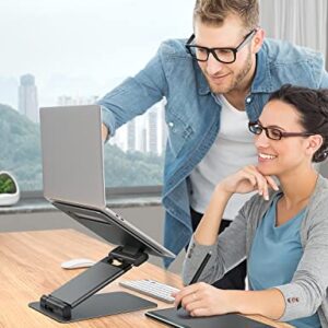 Nulaxy Laptop Stand for Desk, Ergonomic Sit to Stand Laptop Holder Convertor, Adjustable Height from 1.18" to 21", Supports up to 22lbs, Compatible with MacBook, All Laptops Computer Tablets 10-17"