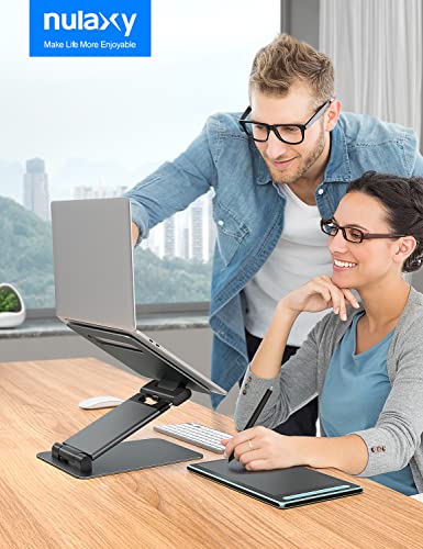 Nulaxy Laptop Stand for Desk, Ergonomic Sit to Stand Laptop Holder Convertor, Adjustable Height from 1.18" to 21", Supports up to 22lbs, Compatible with MacBook, All Laptops Computer Tablets 10-17"