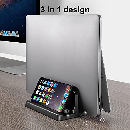 Dofuhem Vertical Laptop Stand Holder,Adjustable Plastic Desktop Notebook Dock,Space-Saving for All MacBook/Surface/Samsung/HP/Dell/Chrome Book,Black