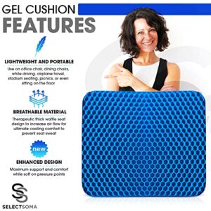 Gel Seat Cushion for Long Sitting – Car Seat Cushion and Office Chair Cushion for Back, Sciatica, Coccyx, Tailbone Pain Relief – Wheelchair Cushion for Pressure Relief – Egg Seat Gaming Chair Cushion