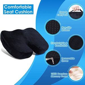 Coccyx Lumbar Support Pillow for Office Desk Chair Memory Foam Car Seat Cushion & Orthopedic Back Pillow for Sitting Help Tailbone Pain, Sciatica and Pressure Relief, Washable Cover