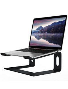 alashi laptop stand for desk, aluminum computer riser, ergonomic notebook holder, detachable metal laptops elevator, pc cooling mount support 10 to 15.6 inches notebook, black