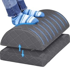 cushzone foot rest for under desk at work adjustable foam for office, work, gaming, computer, gift, home office accessories back & hip pain relief (grey)