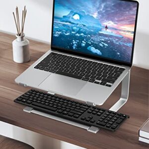 SOUNDANCE Laptop Stand for Desk, Metal Computer Riser, Heavy Stable PC Holder, Ergonomic Laptops Elevator for 12 to 17.3 Inches Notebook Computer, Silver