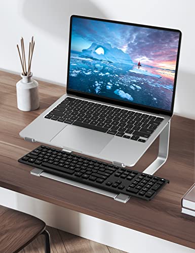 SOUNDANCE Laptop Stand for Desk, Metal Computer Riser, Heavy Stable PC Holder, Ergonomic Laptops Elevator for 12 to 17.3 Inches Notebook Computer, Silver