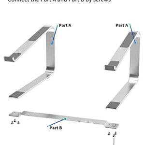 SOUNDANCE Laptop Stand for Desk, Metal Computer Riser, Heavy Stable PC Holder, Ergonomic Laptops Elevator for 12 to 17.3 Inches Notebook Computer, Silver