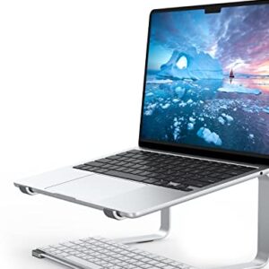 SOUNDANCE Laptop Stand for Desk, Metal Computer Riser, Heavy Stable PC Holder, Ergonomic Laptops Elevator for 12 to 17.3 Inches Notebook Computer, Silver