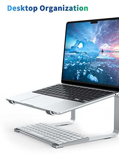 SOUNDANCE Laptop Stand for Desk, Metal Computer Riser, Heavy Stable PC Holder, Ergonomic Laptops Elevator for 12 to 17.3 Inches Notebook Computer, Silver