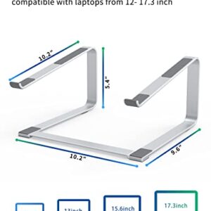 SOUNDANCE Laptop Stand for Desk, Metal Computer Riser, Heavy Stable PC Holder, Ergonomic Laptops Elevator for 12 to 17.3 Inches Notebook Computer, Silver