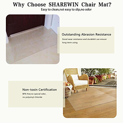 SHAREWIN Chair Mat for Hard Wood Floors - 36"x47" Heavy Duty Floor Protector - Easy Clean