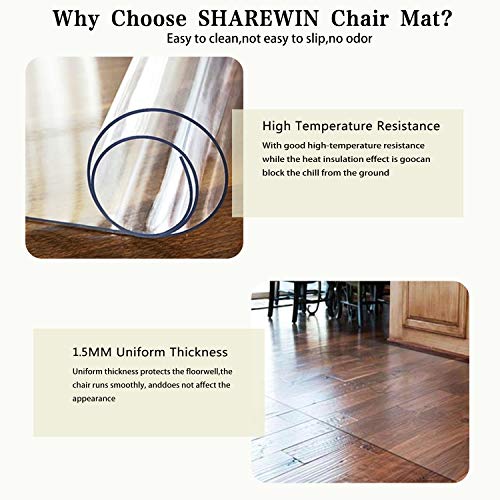 SHAREWIN Chair Mat for Hard Wood Floors - 36"x47" Heavy Duty Floor Protector - Easy Clean